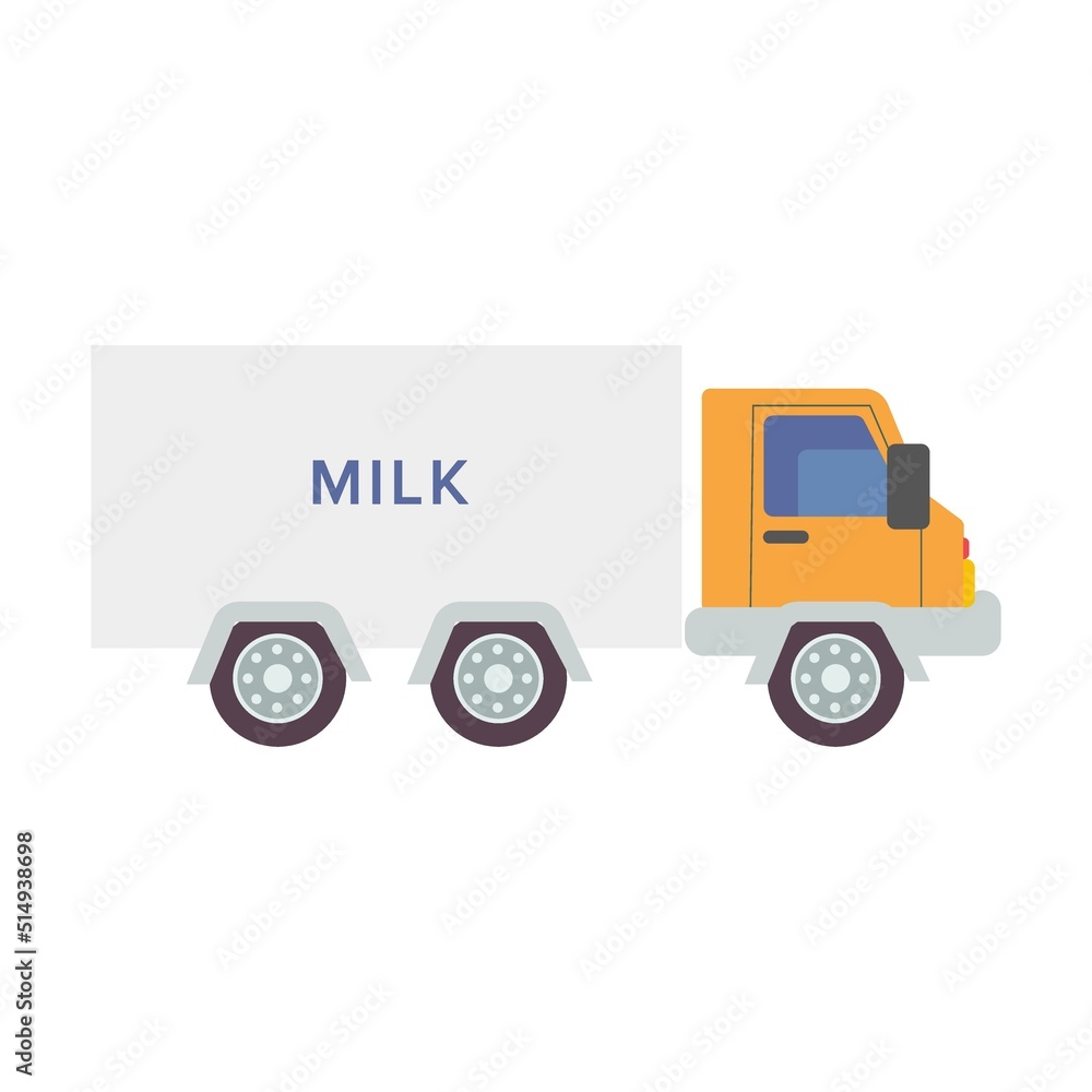 Milk transport vehicle. Factory with automatic machines. Milk ...