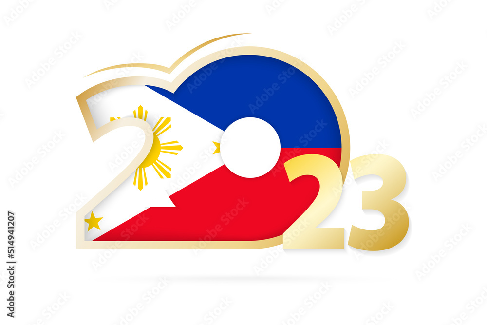 Year 2023 with Philippines Flag pattern. Stock Vector | Adobe Stock