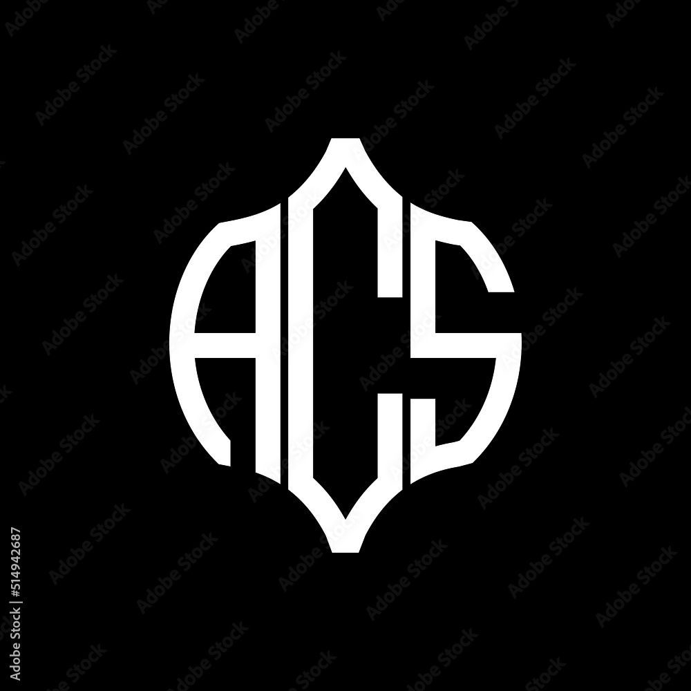 ACS letter logo. ACS best black background vector image. ACS Monogram ...