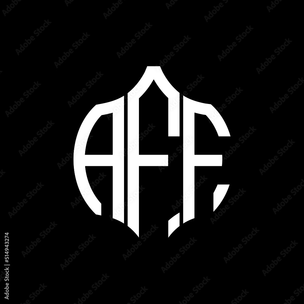 AFF letter logo. AFF best black background vector image. AFF Monogram ...