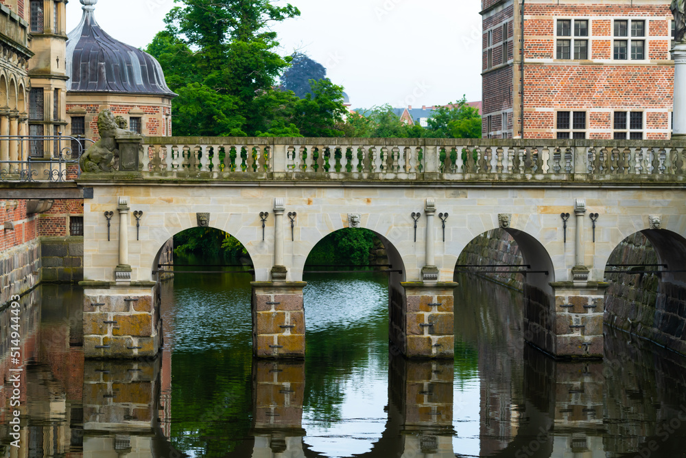 Bridge with arches and columns on a medieval renaissance castle ...