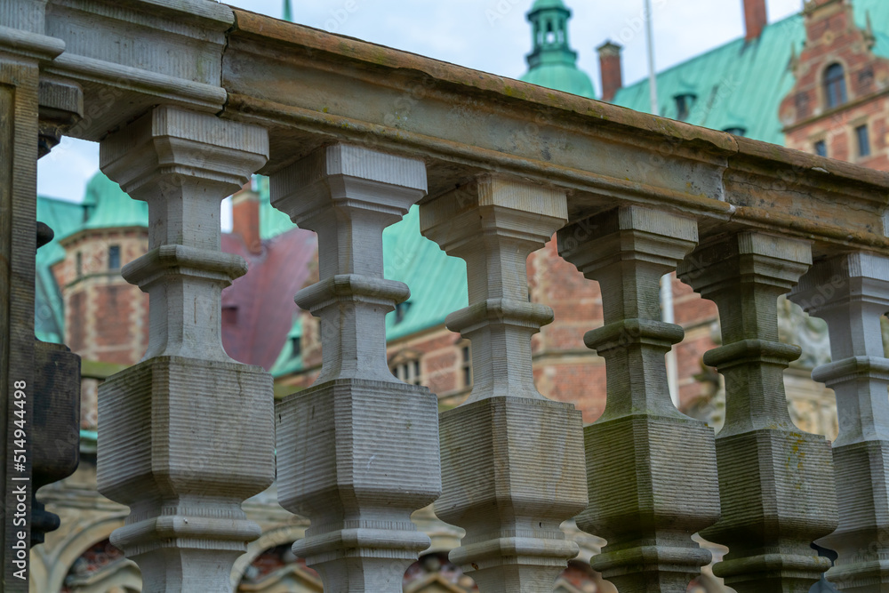 Old balusters or handrails made from stone and part of the ornate ...