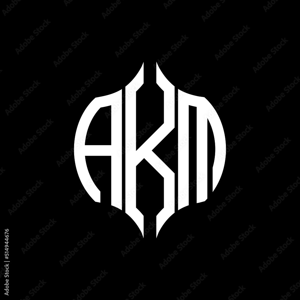 AKM letter logo. AKM best black background vector image. AKM Monogram ...