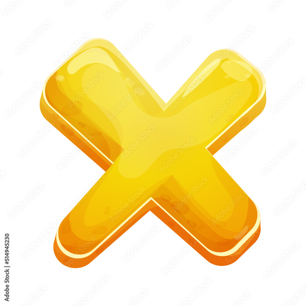 Shiny close button game interface, menu element, cross shape in comic ...