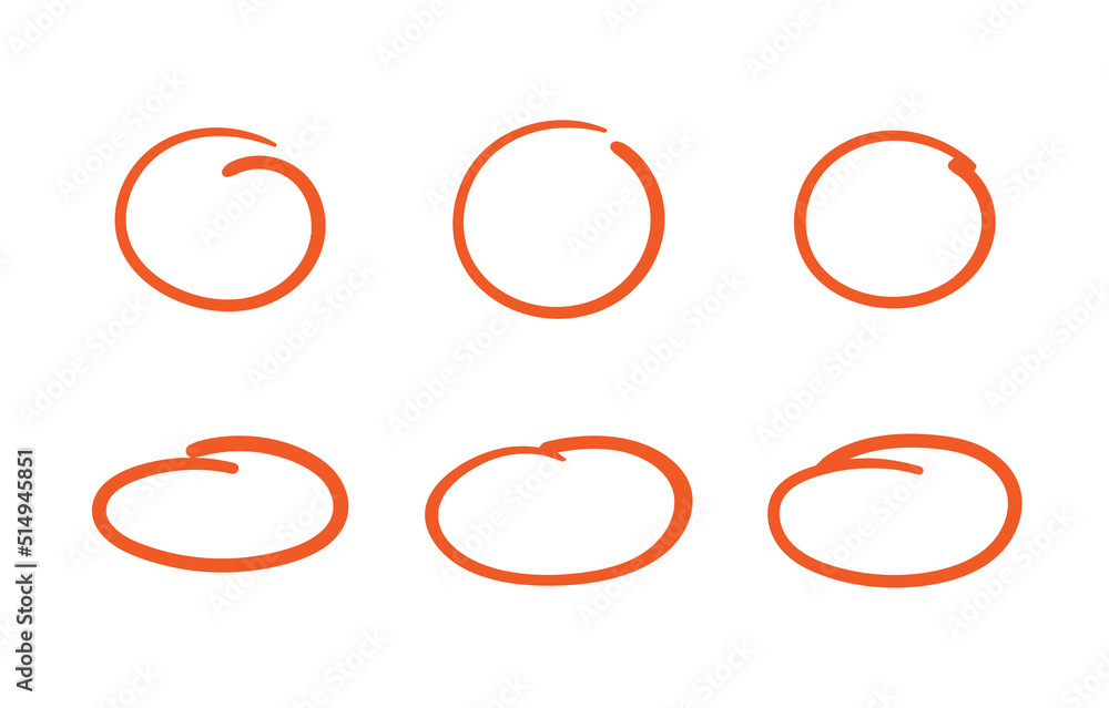 Red circle marker pen draw. Highlight hand drawn circle vector ...