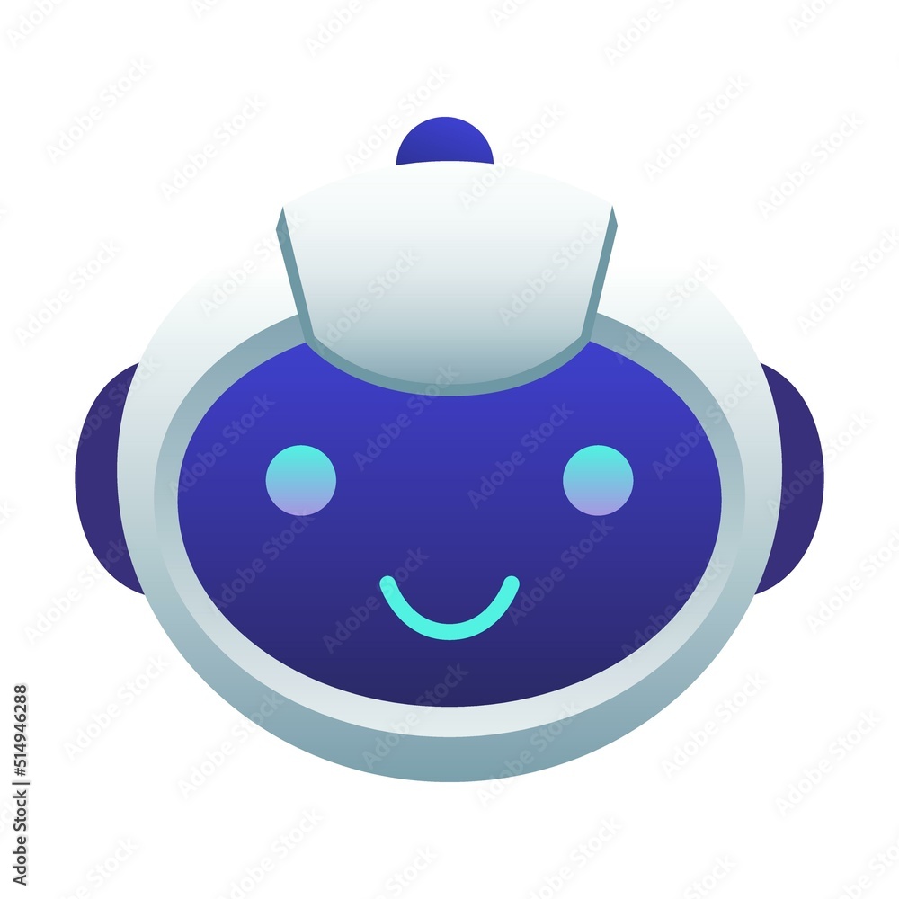 Cute chat bot smiling flat icon. Futuristic chat bot or futuristic head ...