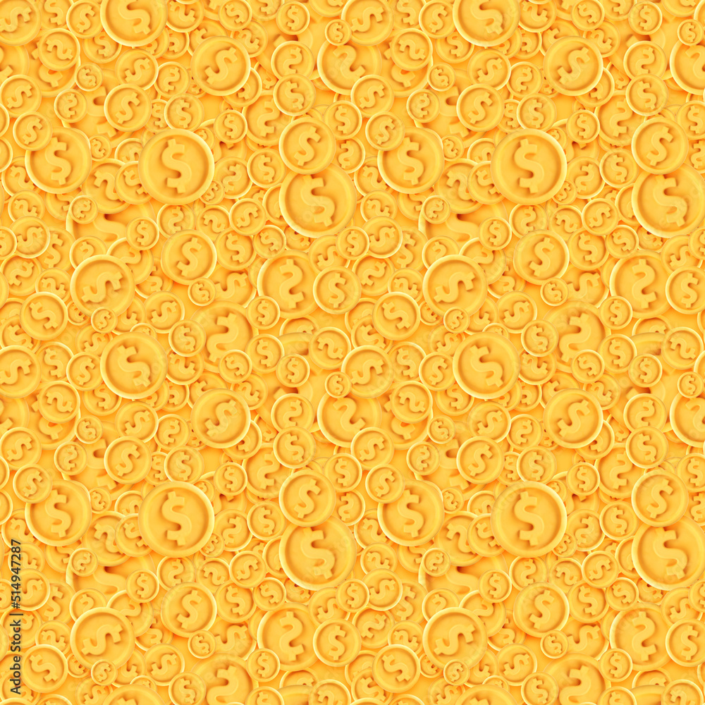 Seamless 3d dollar coin pattern. Seamless background illustration for ...