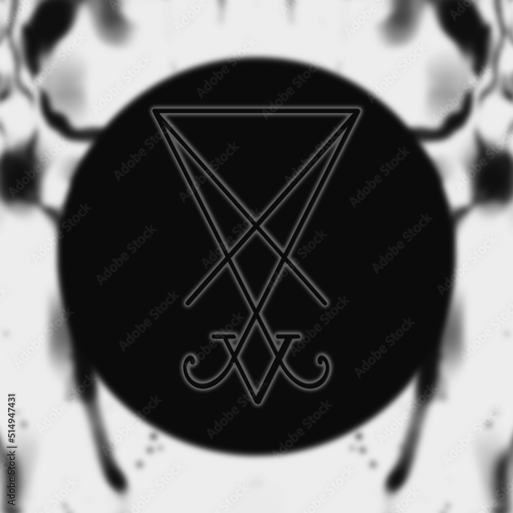 Sigil of Lucifer inside a circle, magic symbol, black and white ...