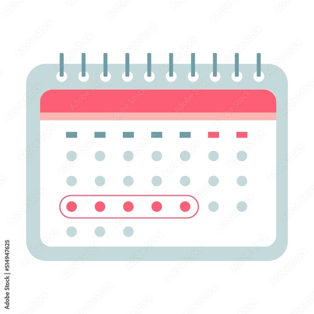 Female menstrual calendar cycle flat icon. Girl periods calendar, pads ...