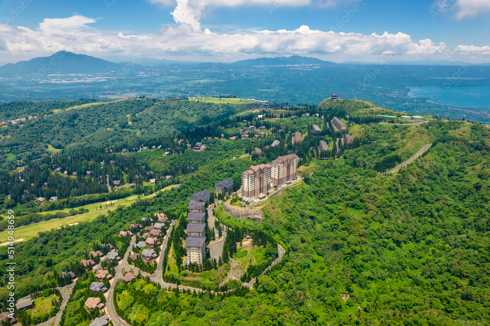 Aerial of Tagaytay Highlands, an upscale mountain resort and mixed-use ...