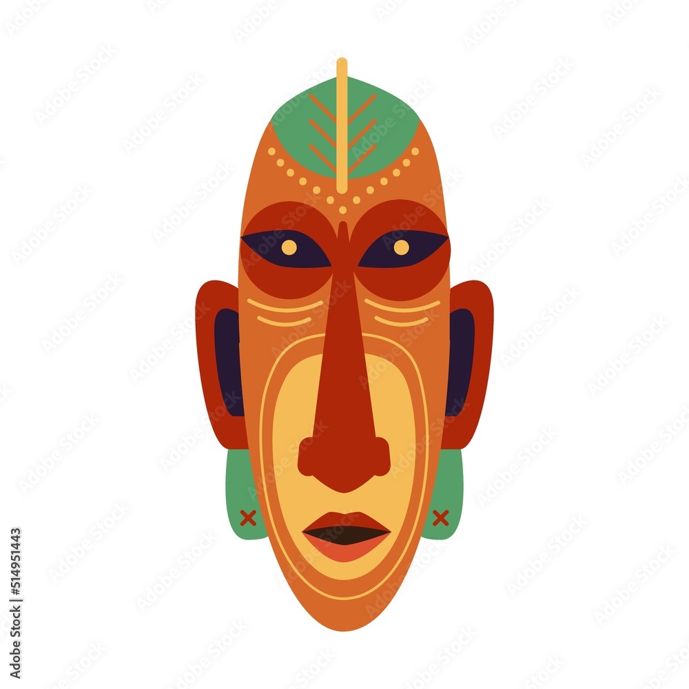 African aboriginal mask flat icon. Traditional, ceremonial, indigenous ...