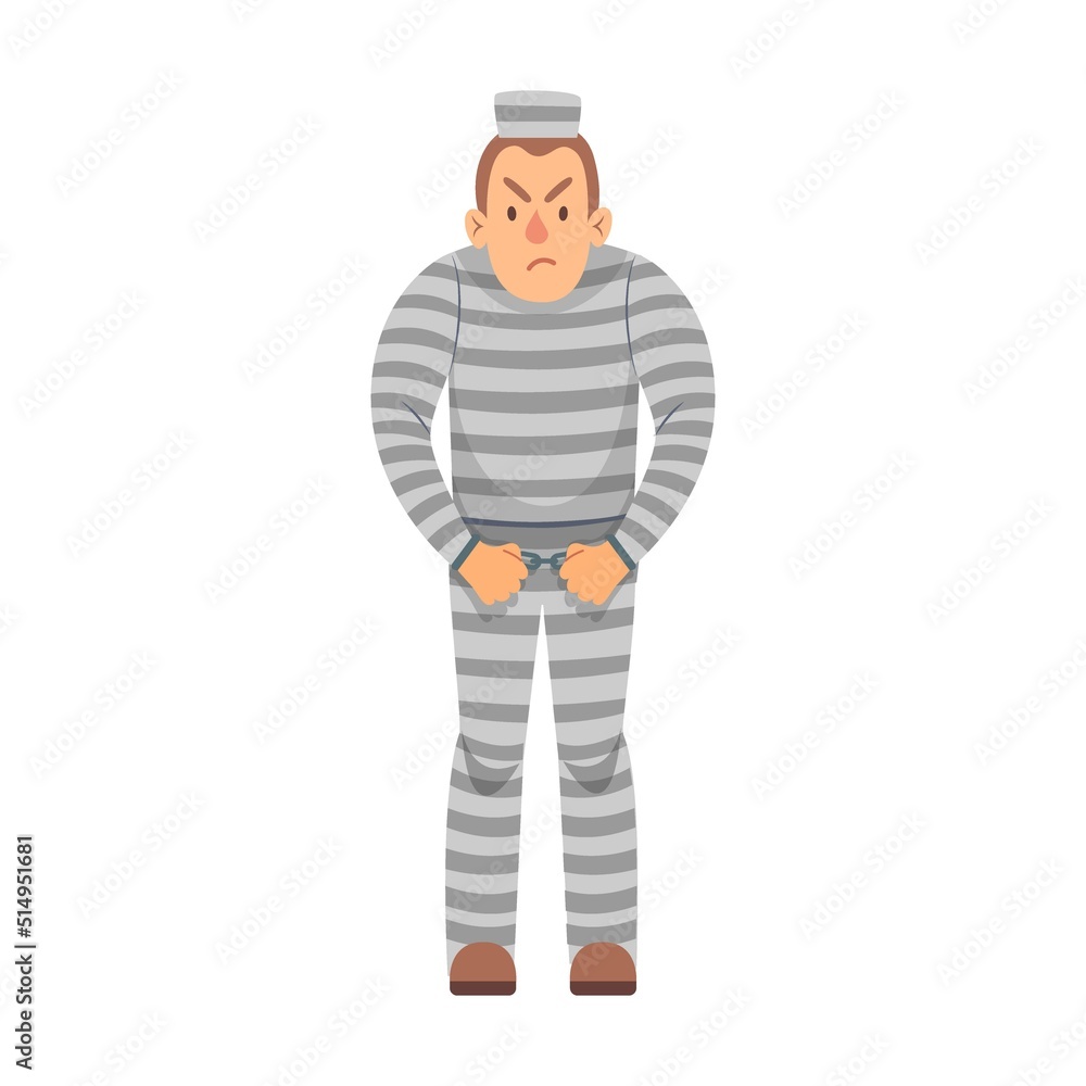 Criminal vector illustration. Police officer, burglar with gun ...