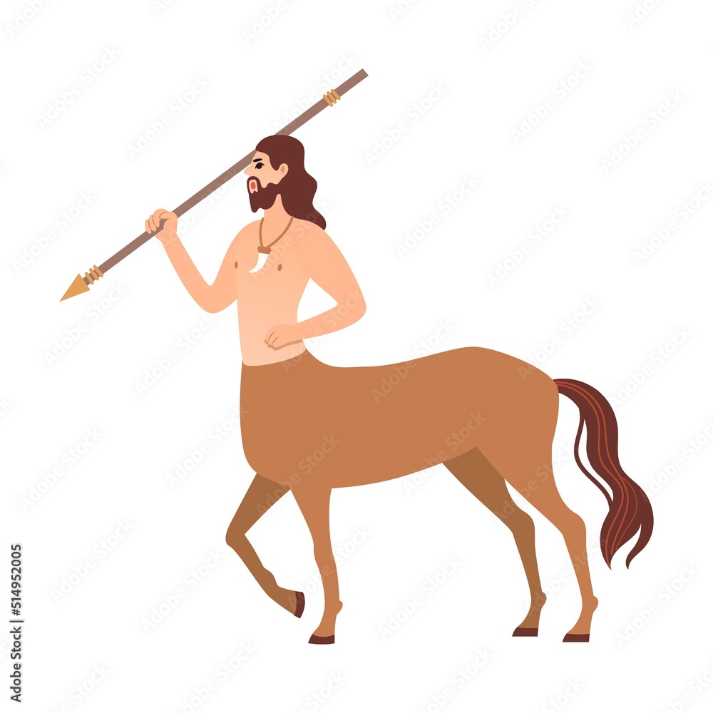Mythical creature centaur flat vector illustration. Fantasy characters ...