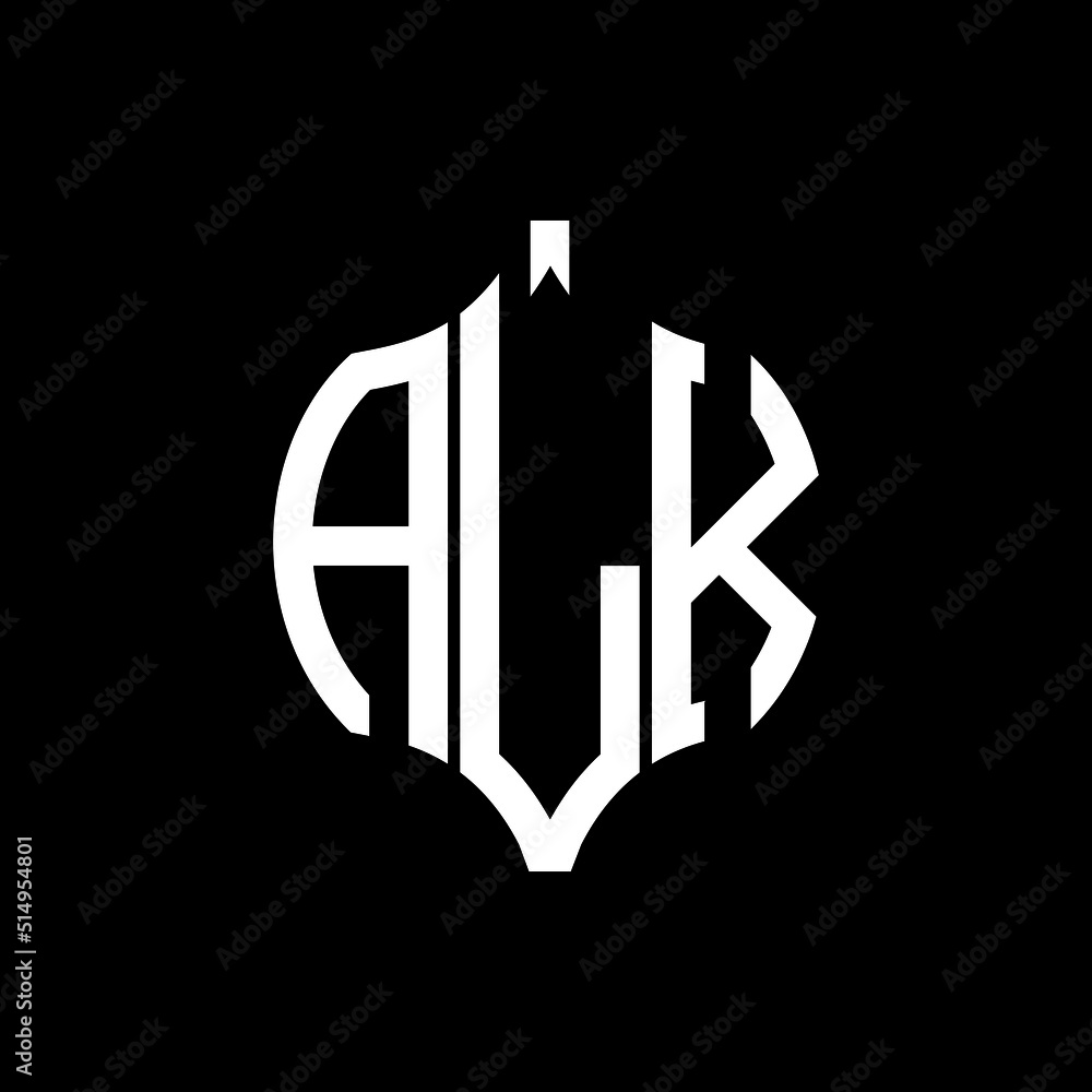 ALK letter logo. ALK best black background vector image. ALK Monogram ...