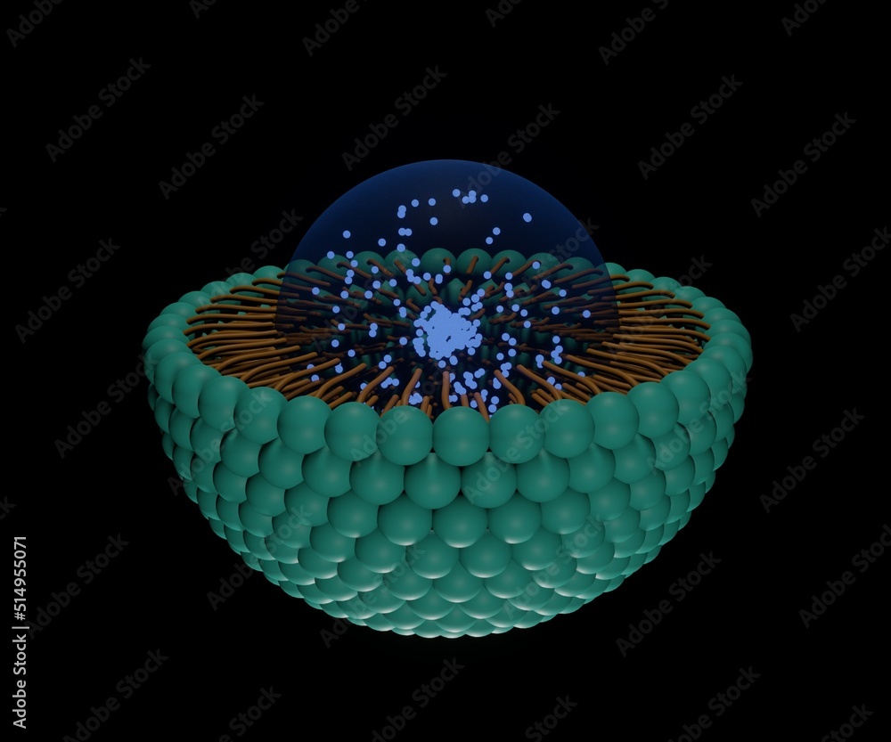 Solid lipid nanoparticle with nanodrugs carrier 3d rendering ilustração ...