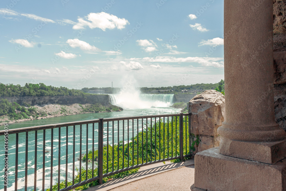 The promenade structure with columns of the Niagara Falls in Canada ...
