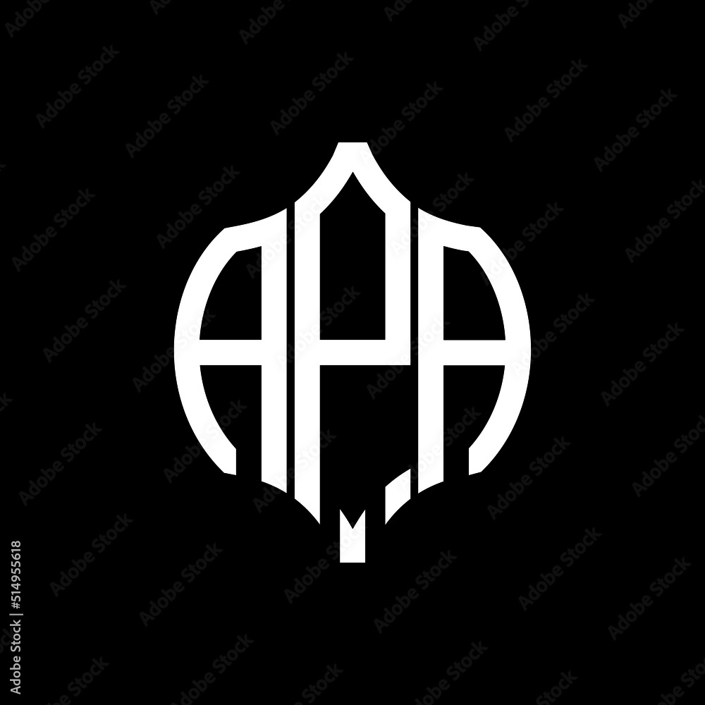 APA letter logo. APA best black background vector image. APA Monogram ...