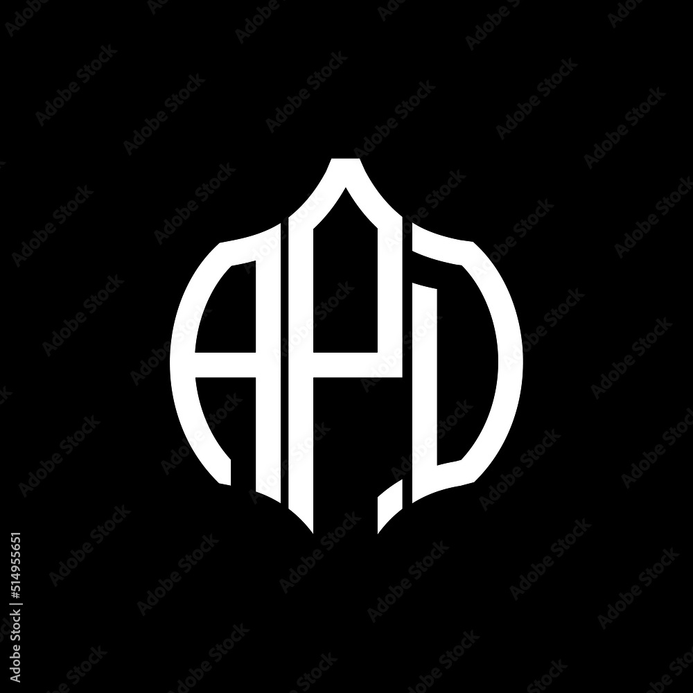 APD letter logo. APD best black background vector image. APD Monogram ...