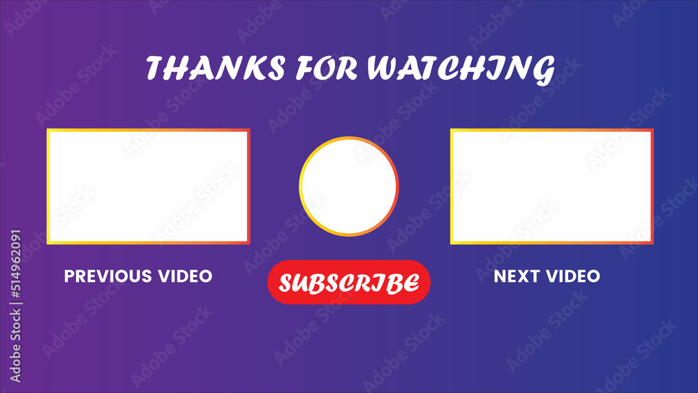 YouTube Outro Design Template Screen Stock Vector | Adobe Stock
