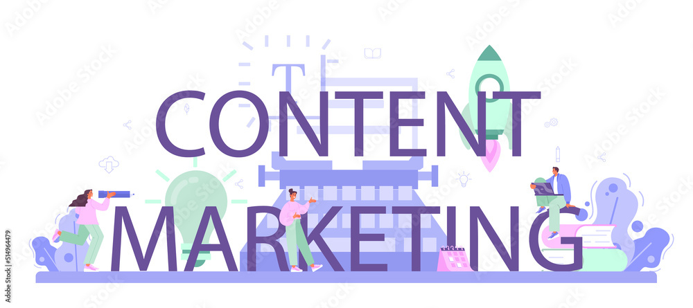 Content marketing typographic header. Copywriter writing texts for ...