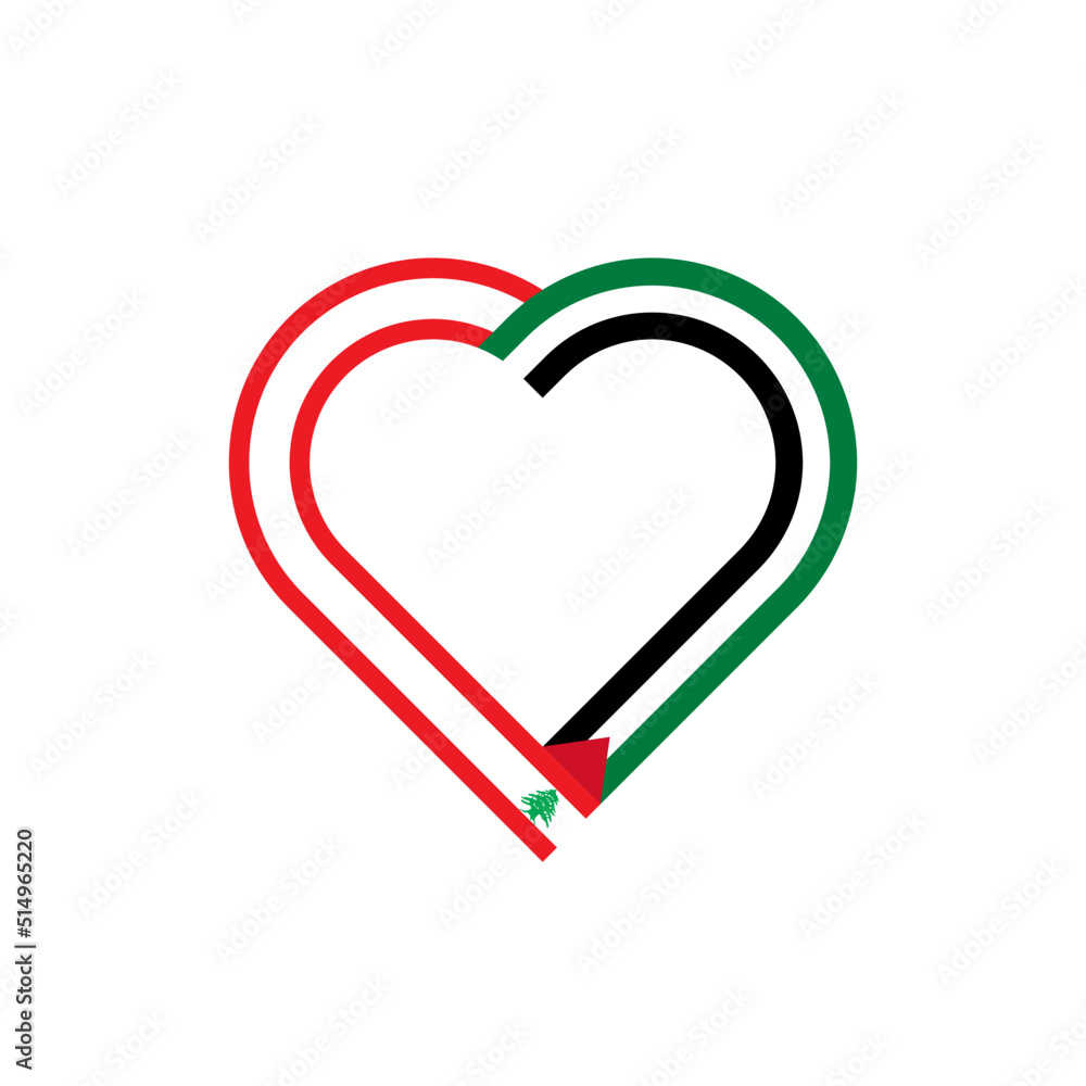 peace concept. heart ribbon icon of lebanon and palestine flags. vector ...