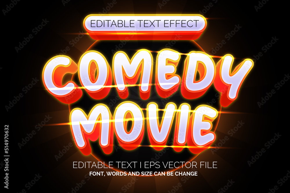 comedy text effect, editable movie logo text style Stock Vector | Adobe ...