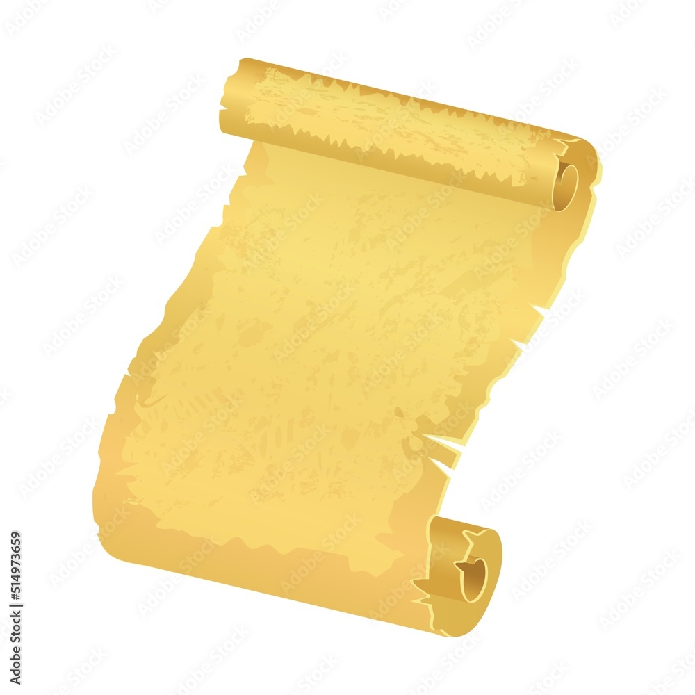 Ancient rolled parchment for feather written manuscript, document of ...