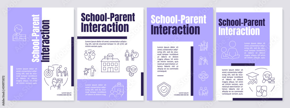 School parent interaction purple brochure template. Parents engaement ...