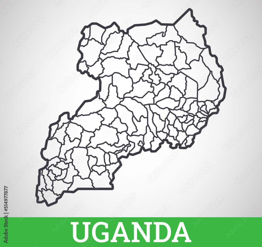 Simple outline map of Uganda. Vector graphic illustration. Stock Vector ...