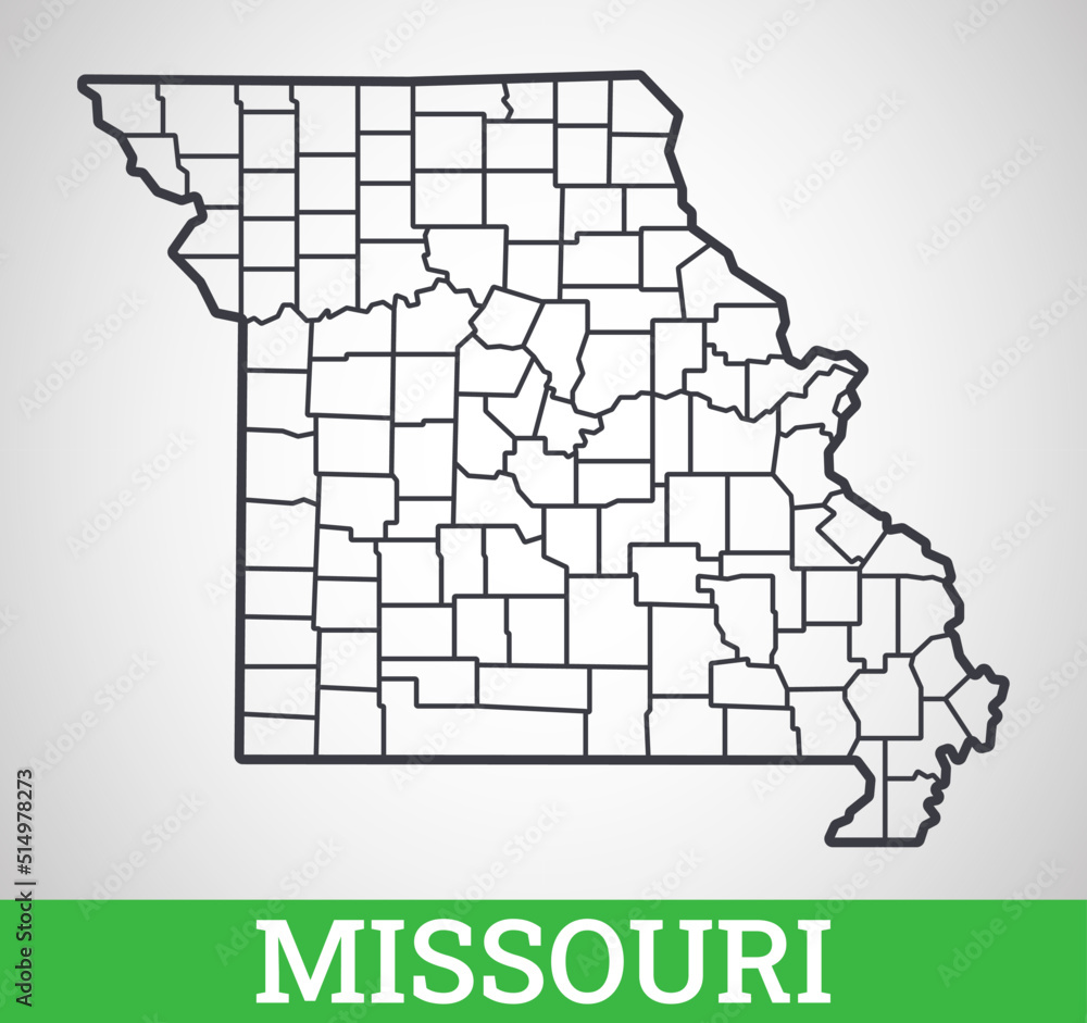 Simple outline map of Missouri, America. Vector graphic illustration ...
