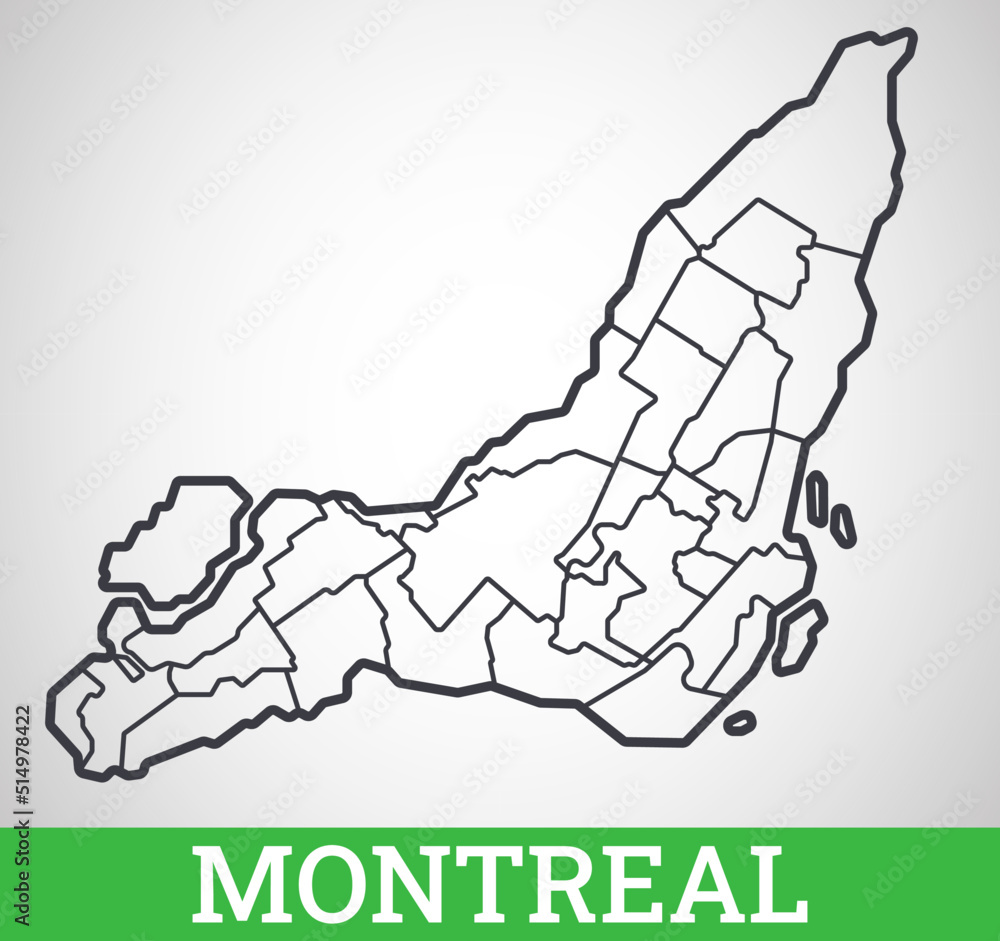 Simple outline map of Montreal, Canada. Vector graphic illustration ...
