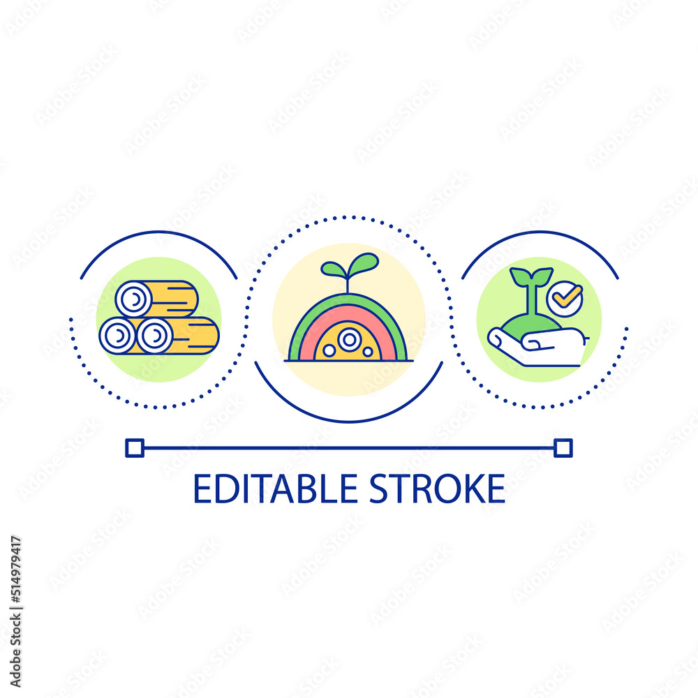 Mound gardening loop concept icon. Hugelkultur gardening. Natural and ...