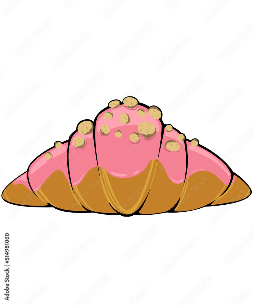 croissant light brown bread strawberry cream macadamia nuts on top ...