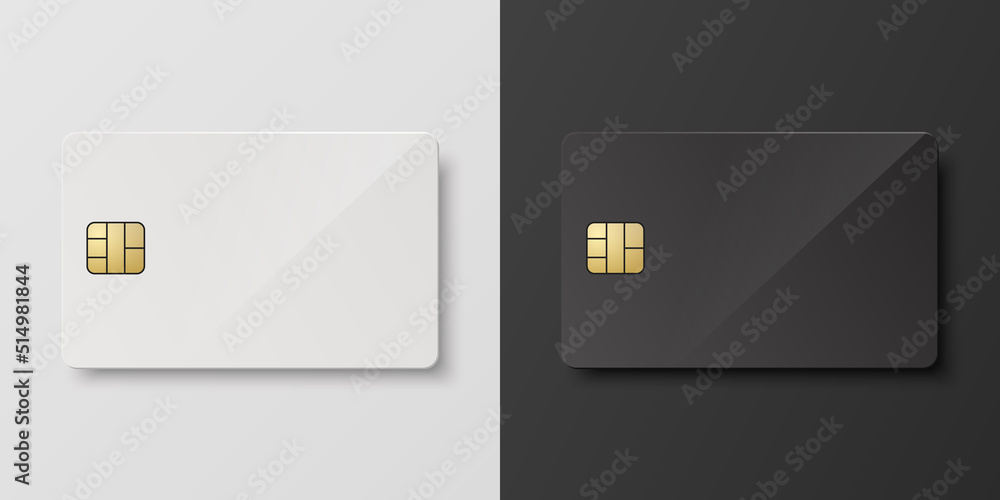 Vector 3d Realistic White and Black Blank Empty Credit Card Set ...