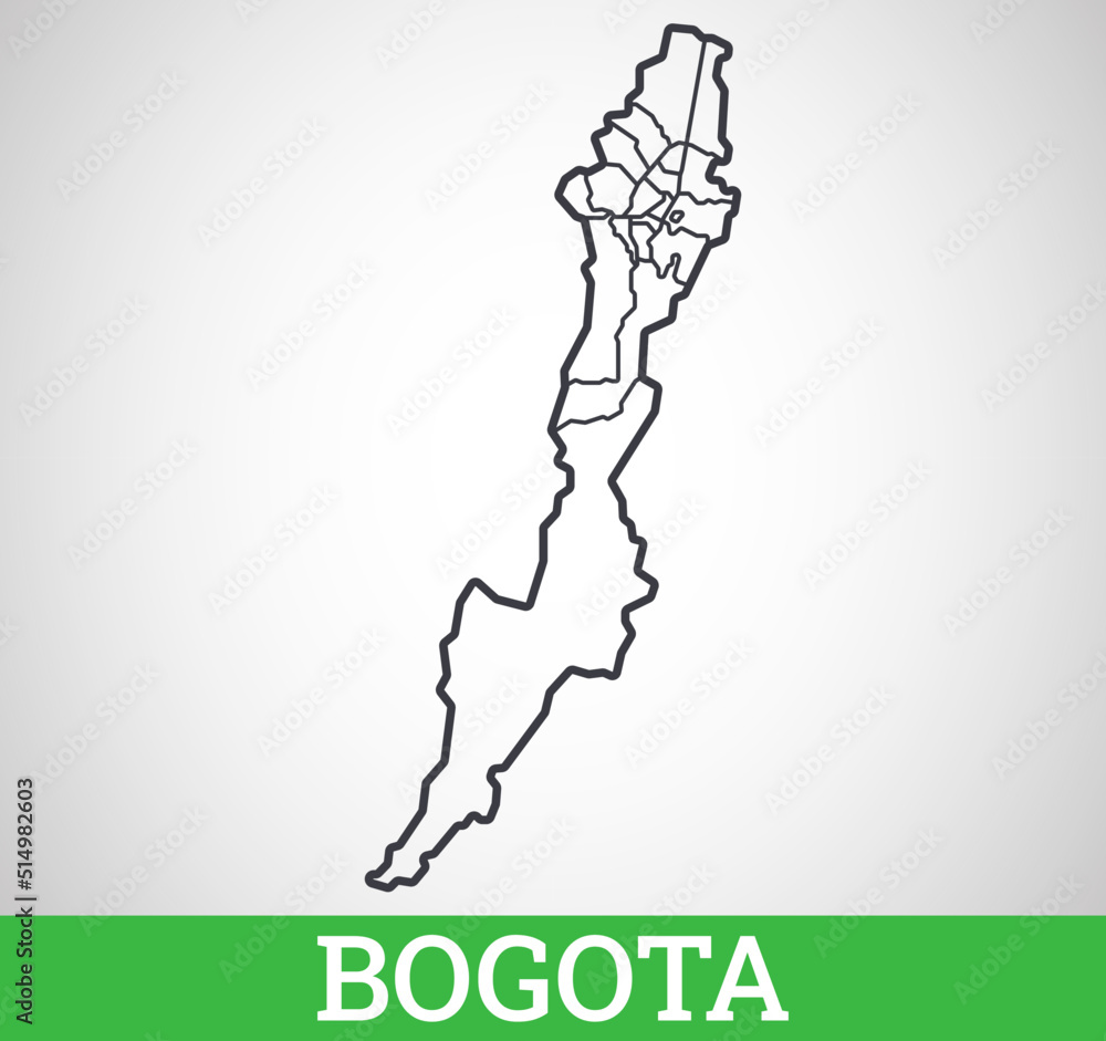 Simple outline map of Bogota, Colombia. Vector graphic illustration ...