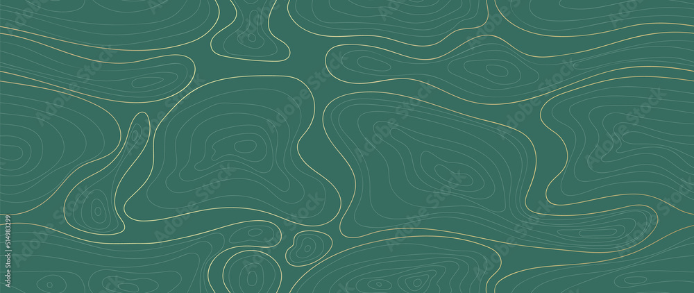 Seamless mountain topographic map background vector. Gold and luxury ...