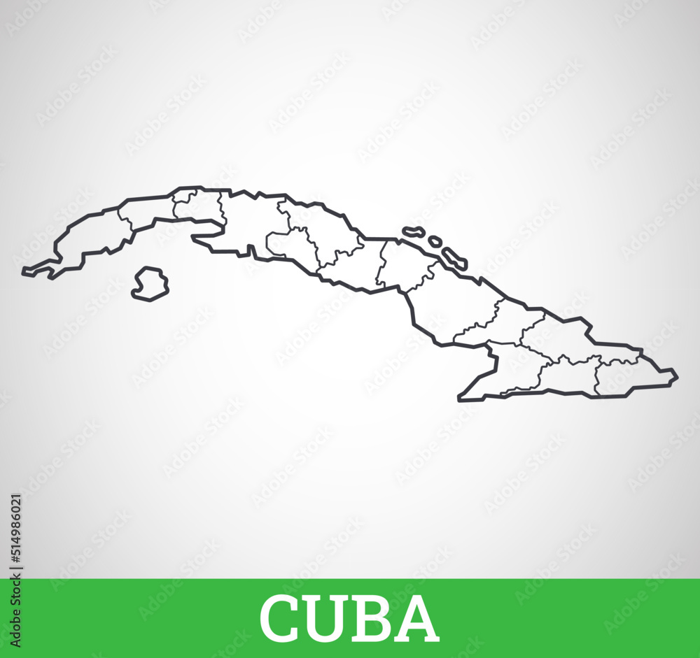 Simple outline map of Cuba. Vector graphic illustration. Stock Vector ...