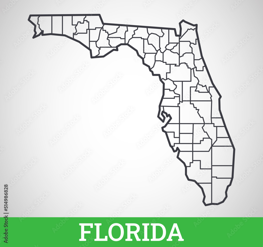 Simple outline map of Florida, America. Vector graphic illustration ...