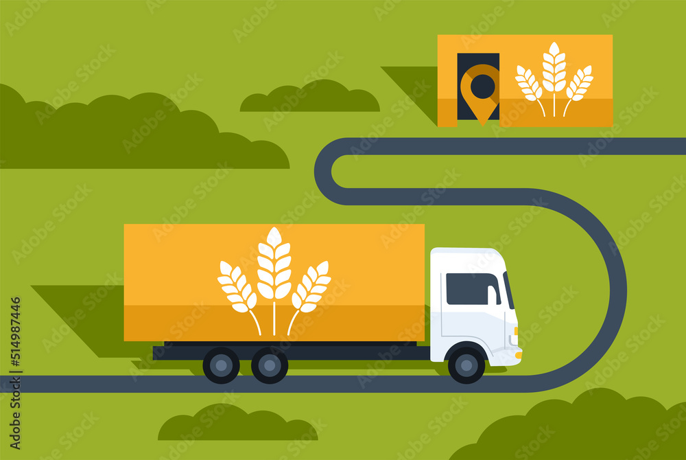 Food supply chains - truck transporting food Stock Vector | Adobe Stock