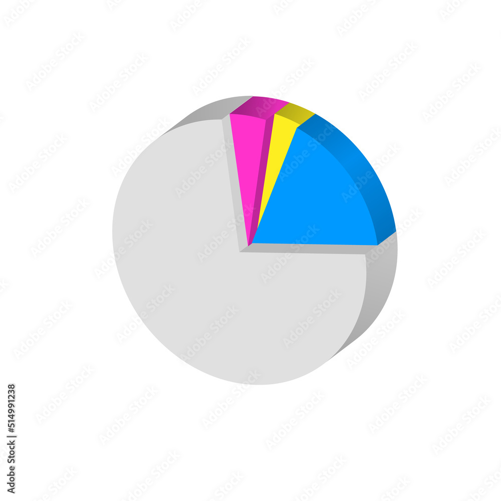 3d pie chart graph is divided into parts. Realistic geometric ...