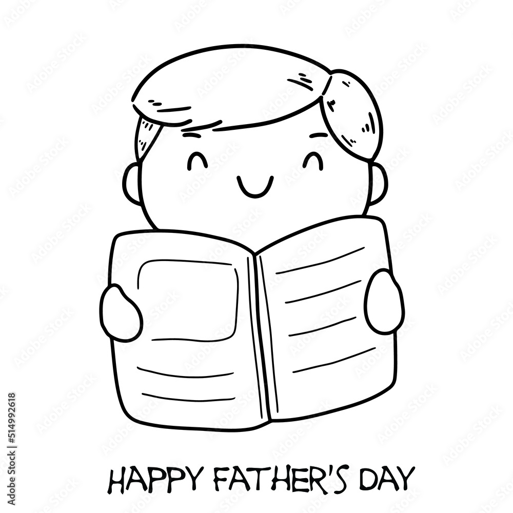 cartoon father's day cute illustration simple drawing vector Stock ...