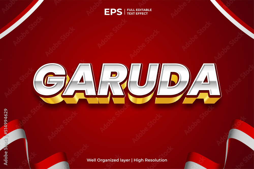 3d luxury garuda editable golden text effect vector illustration for ...