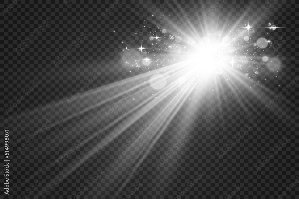 Special lens flash, light effect. The flash flashes rays and ...