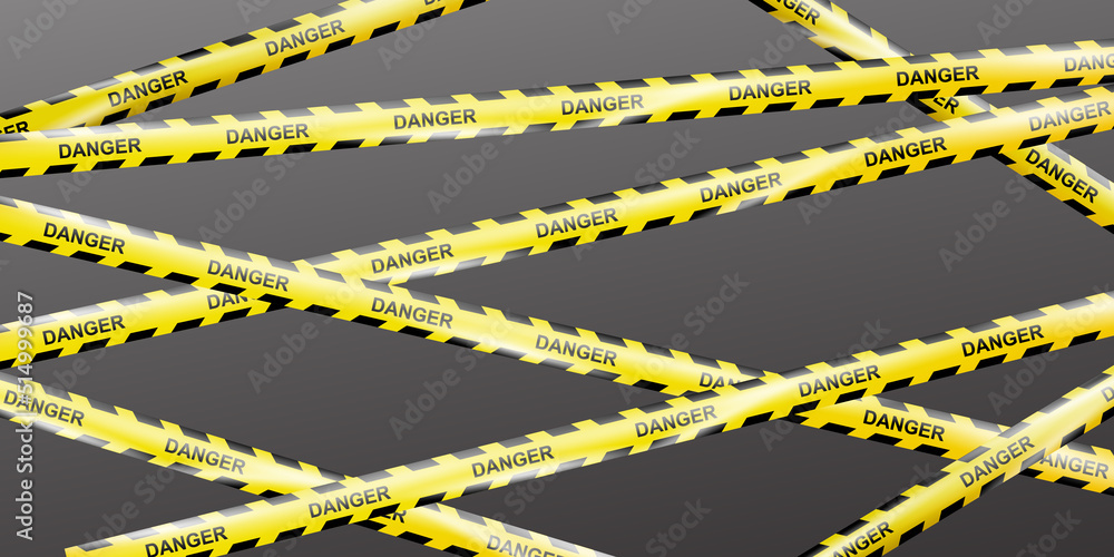 Realistic crossing caution tape of warning signs for construction area ...