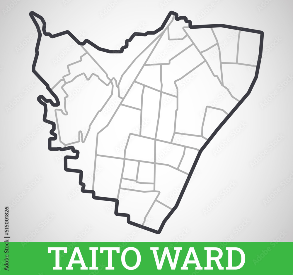 Simple outline map of Taito, Tokyo, Japan. Vector graphic illustration ...