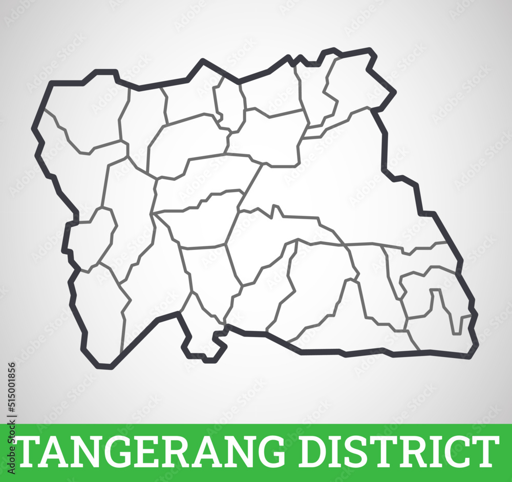 Simple map of Tangerang District. Vector graphic illustration template ...