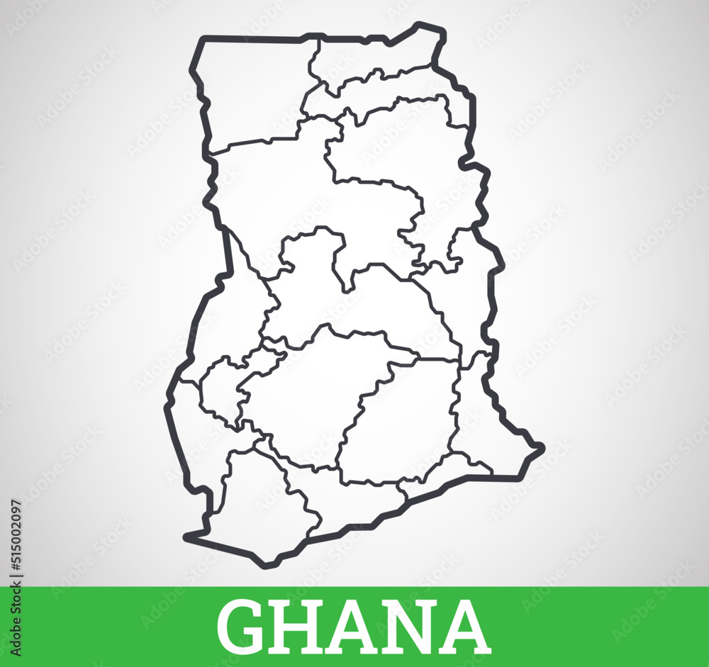 Simple outline map of Ghana. Vector graphic illustration. Stock Vector ...