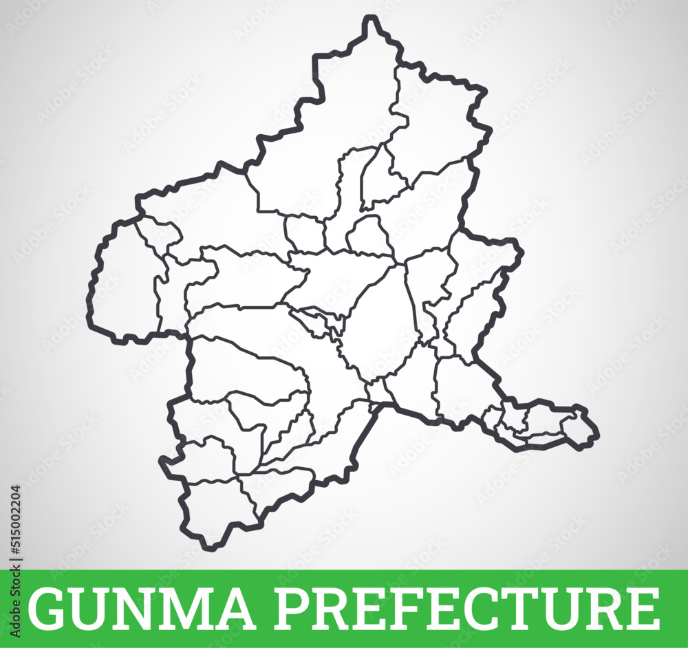 Simple outline map of Gunma Prefecture, Japan. Vector graphic ...