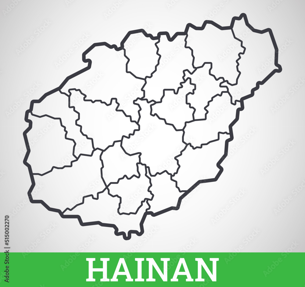 Simple outline map of Hainan Province, China. Vector graphic ...