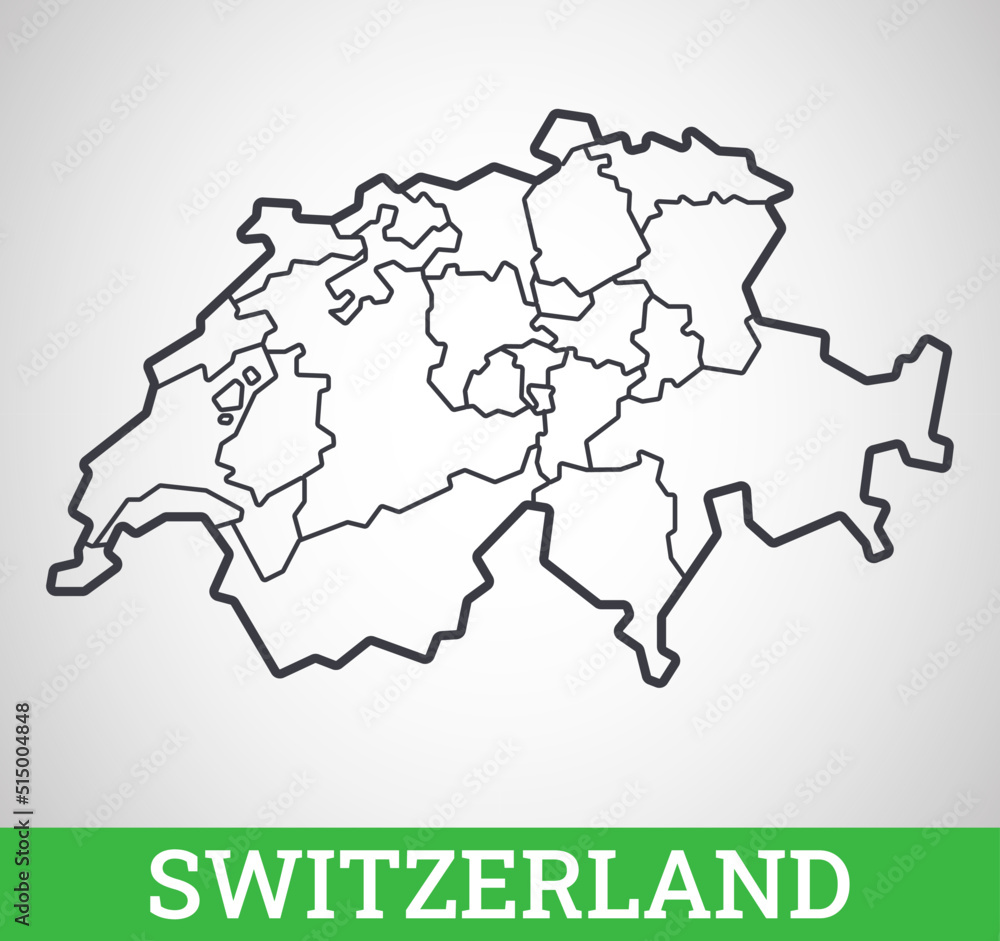 Simple outline map of Switzerland with regions. Vector graphic ...